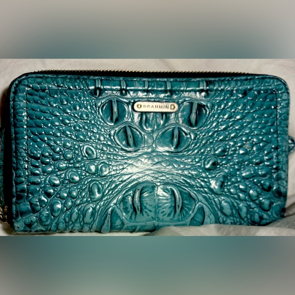 Brahmin | Bags | Brahmin Teal Embossed Crocodile Leather Wallet | Poshmark